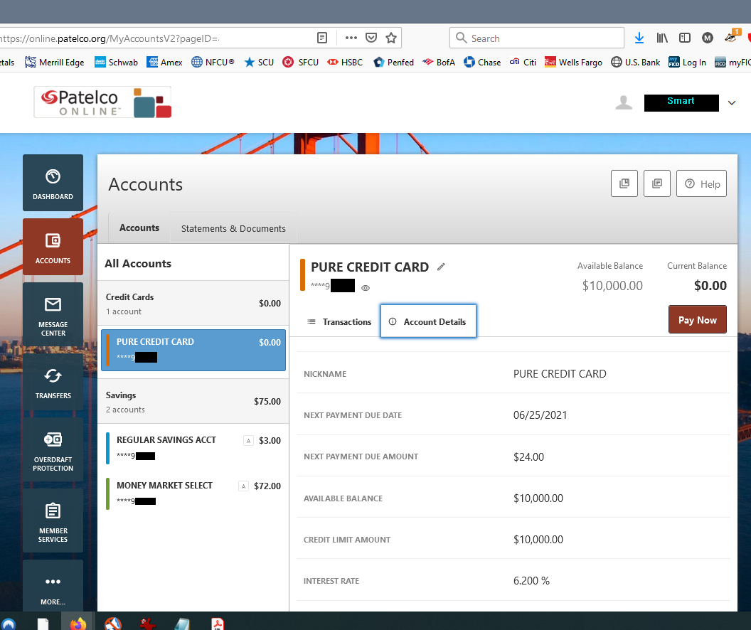 Patelco CU Pure MasterCard $10,000.00 **Approved - myFICO® Forums - 6314291