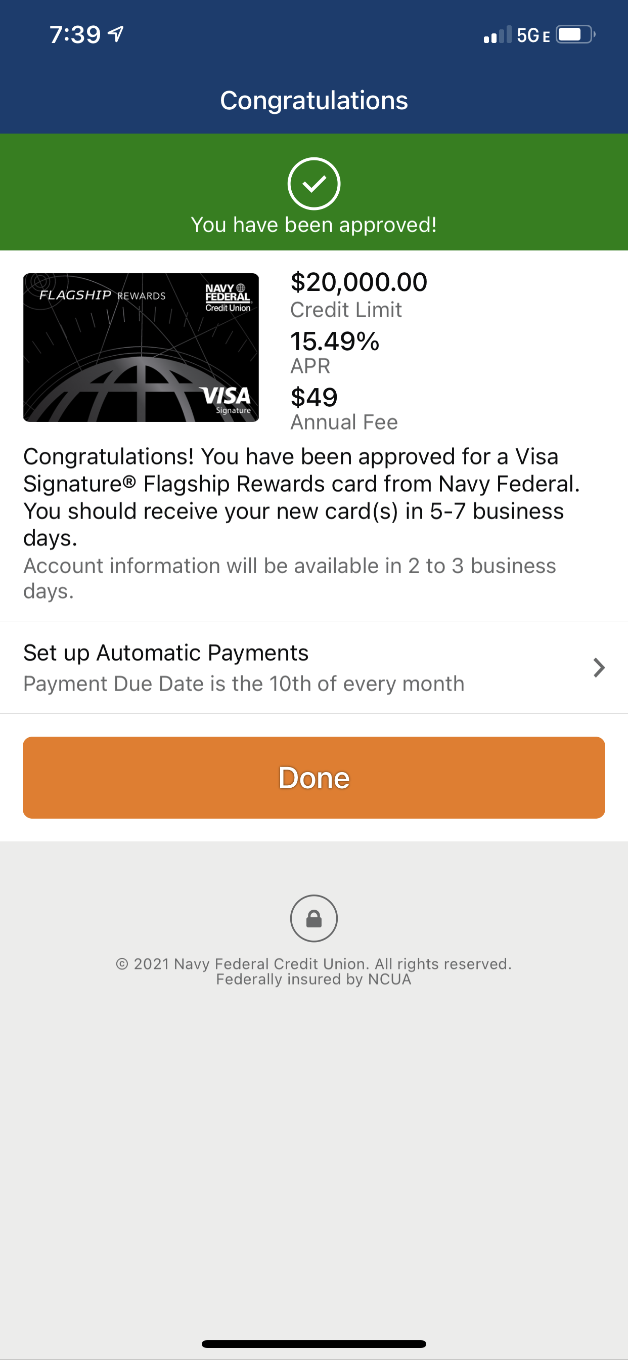 NFCU Flagship/FNBO Evergreen approvals - myFICO® Forums - 6354509