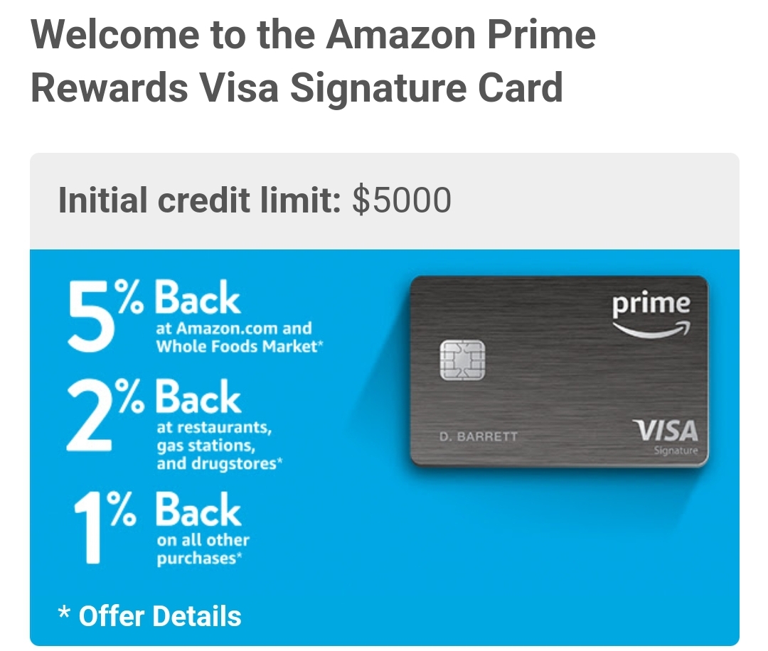Chase Amazon Prime Rewards Visa Sig APPROVED 5K Up... - myFICO® Forums ...