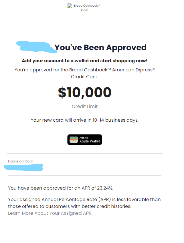 Bread Cashback Card Approval - Page 2 - myFICO® Forums - 6546145