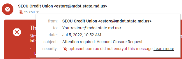 Bogus SECU account closure warning - myFICO® Forums - 6561203