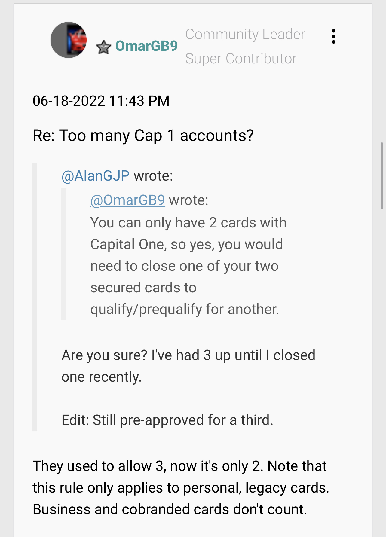 Capital One 2 Card Rule - myFICO® Forums - 6498718