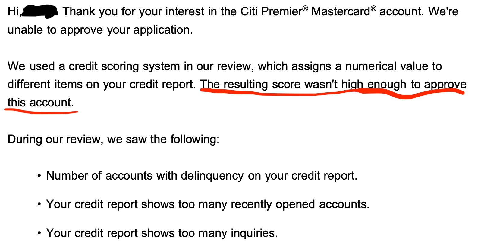 YOLO Citi Premier application denied - myFICO® Forums - 6594288