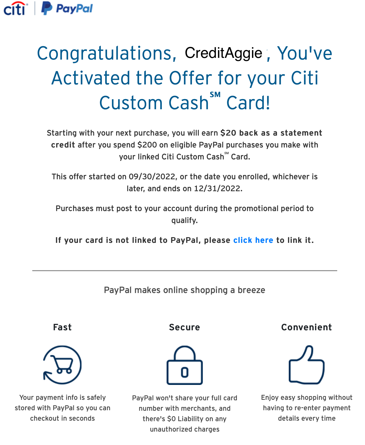 Citi Custom Cash Offer - $20 Statement Credit for ... - myFICO® Forums ...