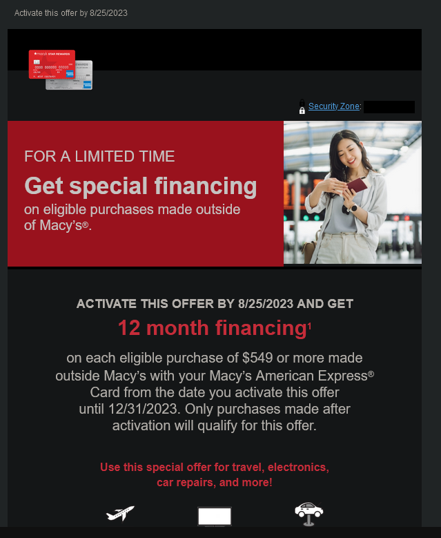 Macy’s Amex 12 month 0% financing Promo offer - myFICO® Forums - 6699000