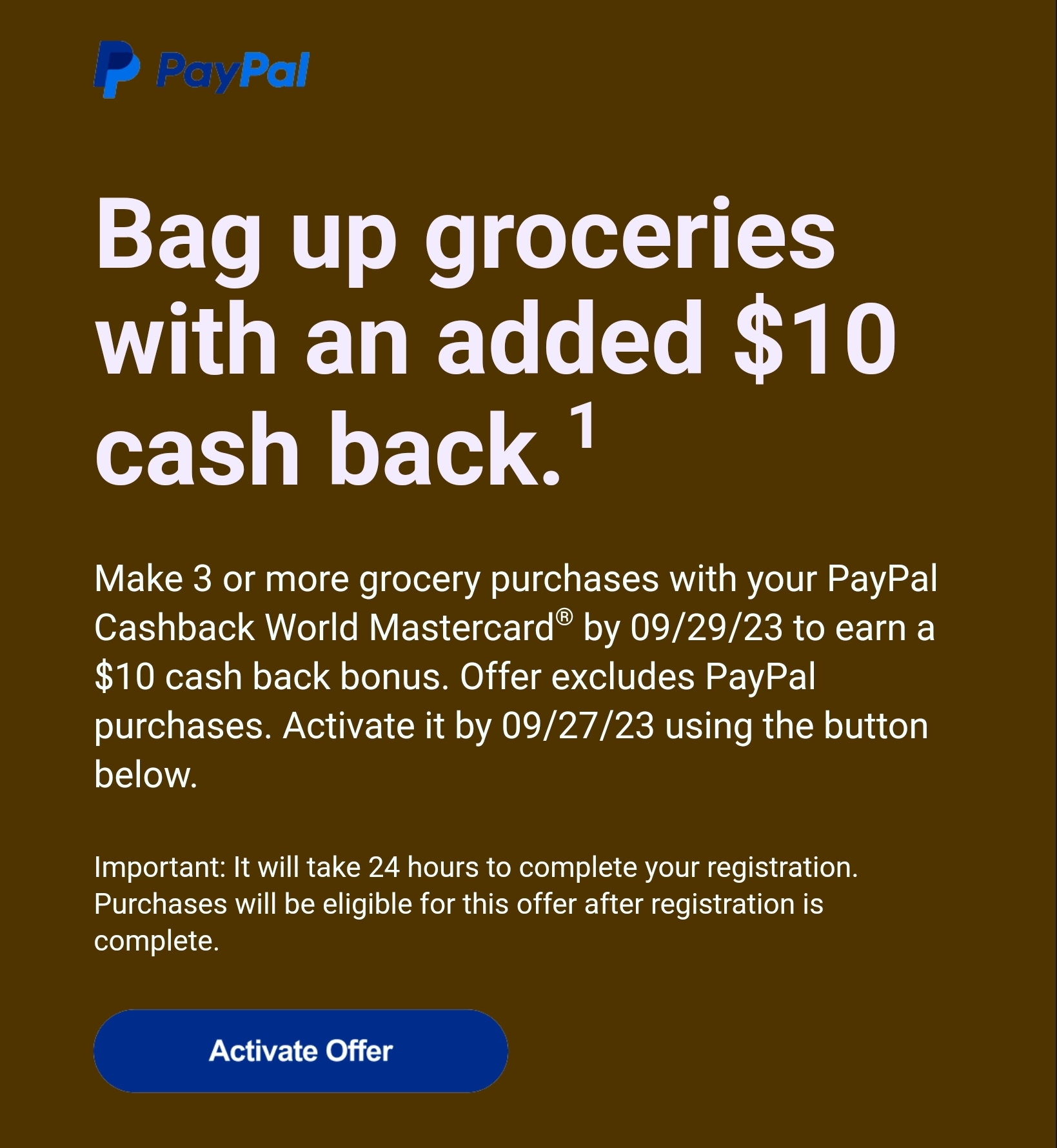 Paypal MC email offer: Spend at grocery 3x, get $1... - myFICO® Forums - 6706594
