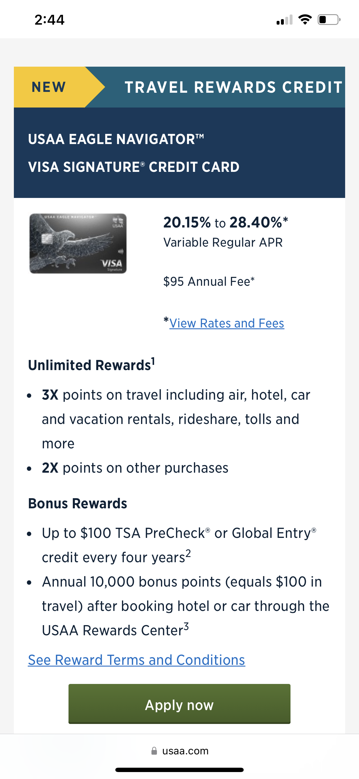 USAA NEW Eagle Navigator Visa Signature Card - Page 3 - myFICO® Forums ...