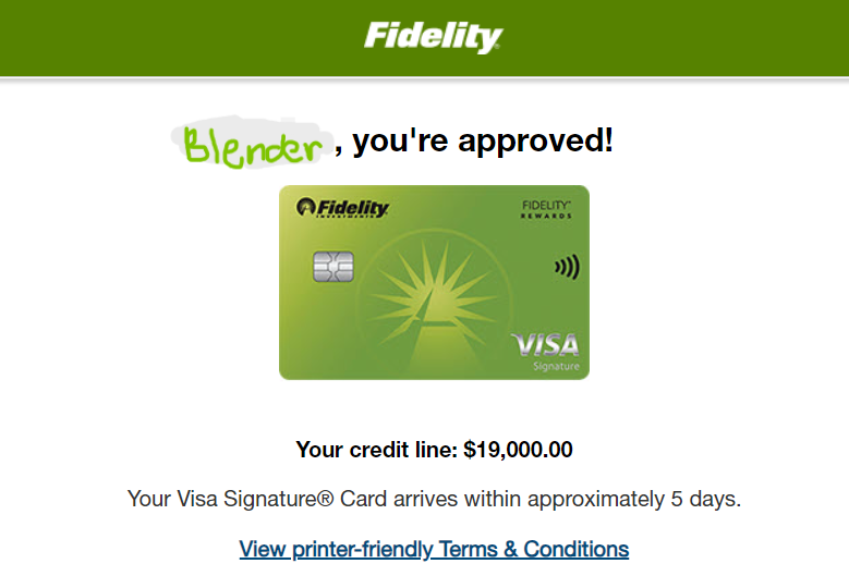 Fidelity Rewards Visa Signature Approval $19,000 - myFICO® Forums - 6747723