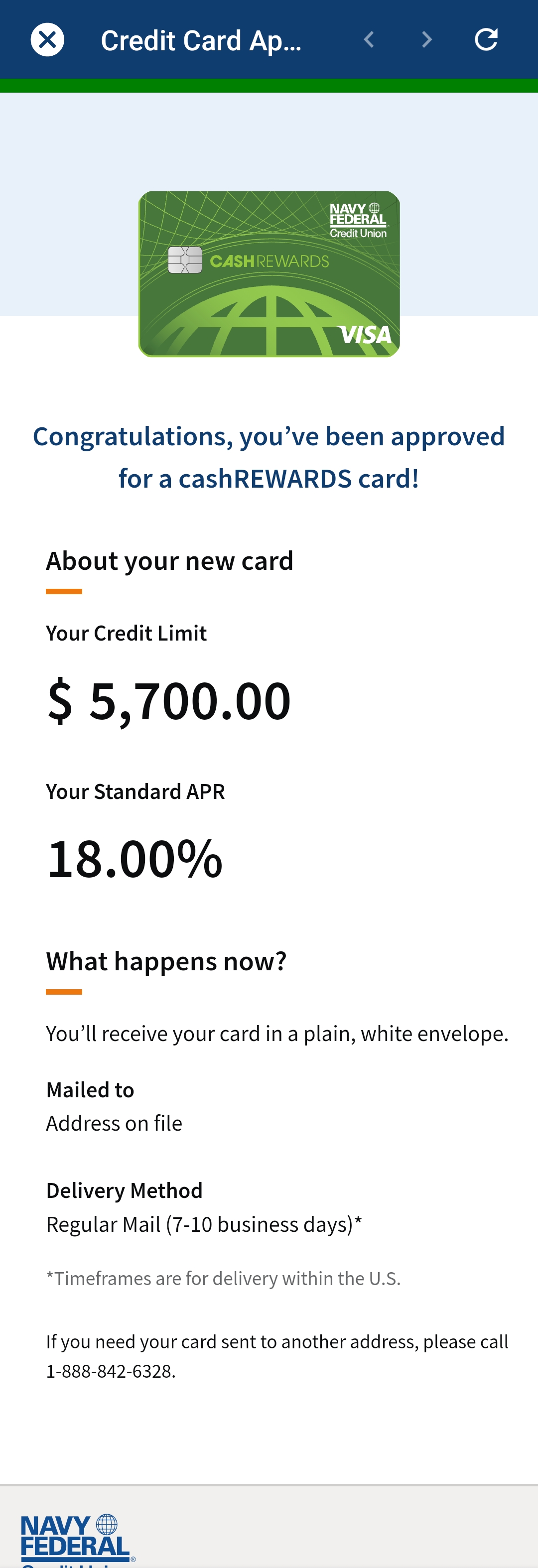 NFCU cash rewards approval! - myFICO® Forums - 6754906