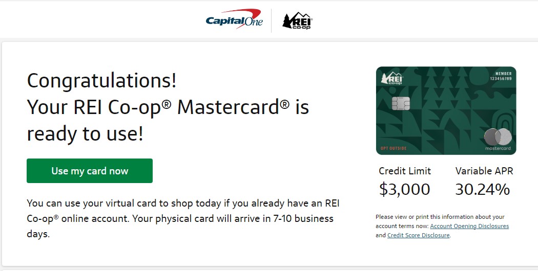 REI Co-Op Mastercard Approval (Cap1) $3k SL!!! - myFICO® Forums - 6778608