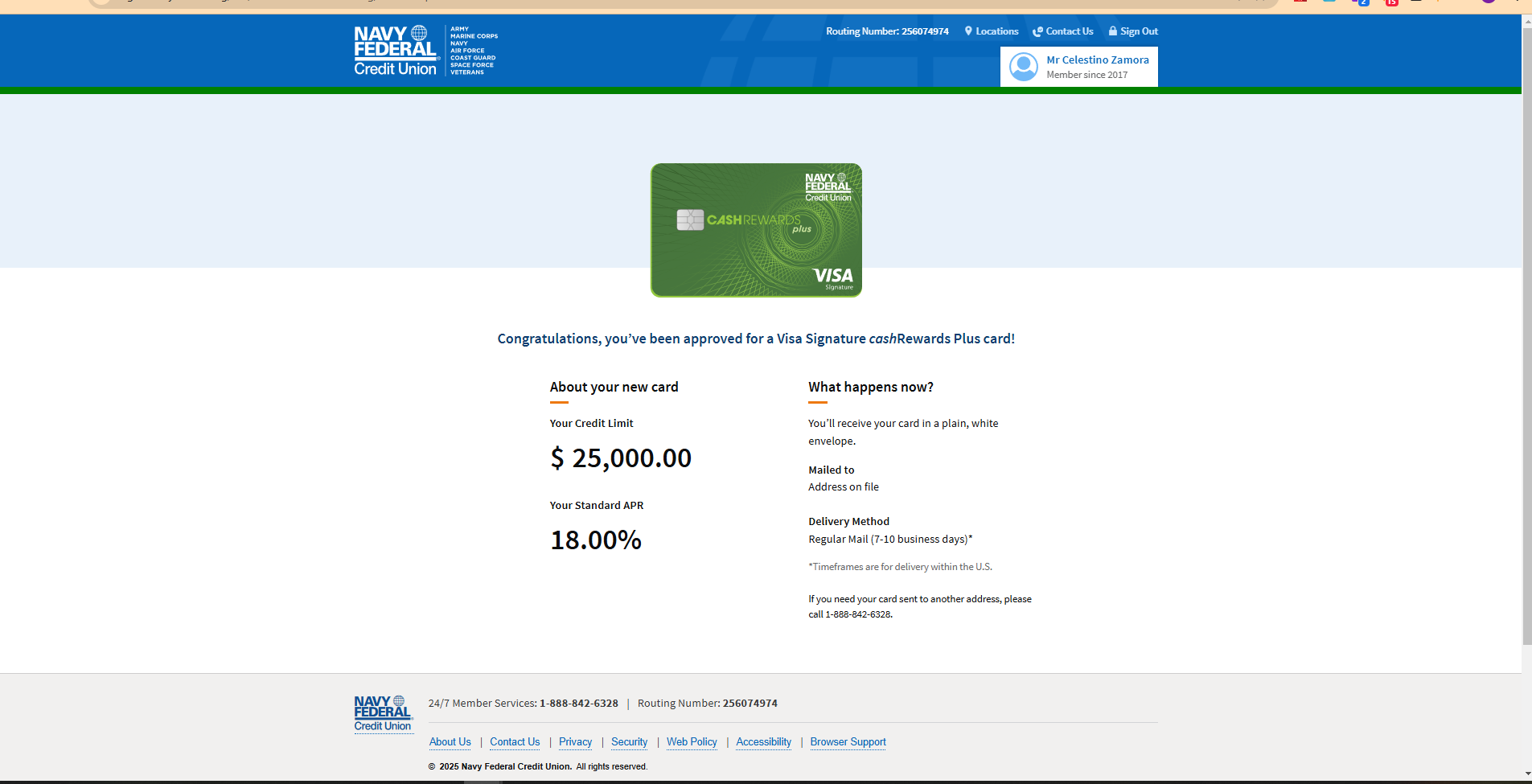 NFCU Cash Rewards Plus Approval - myFICO® Forums - 6808904