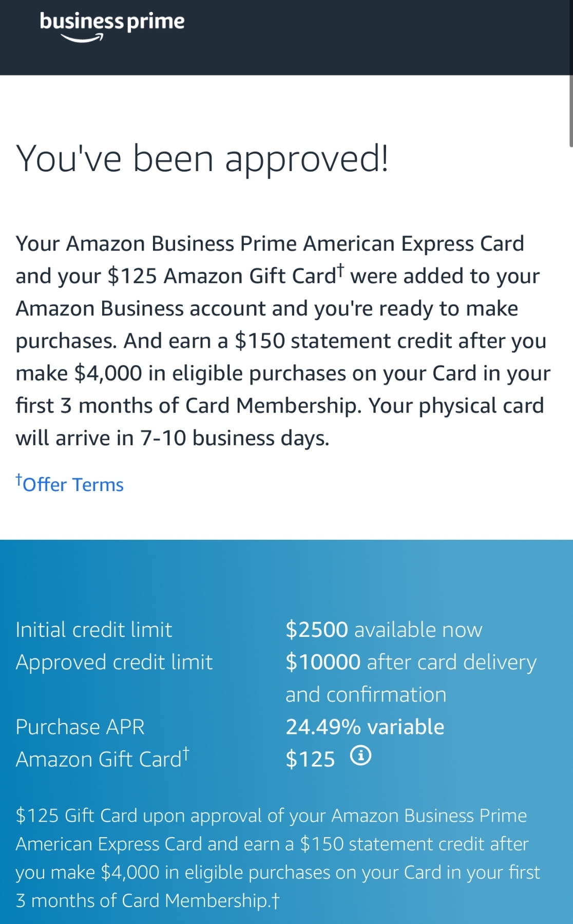 Amazon Business Prime AMEX Approval - myFICO® Forums - 6808935