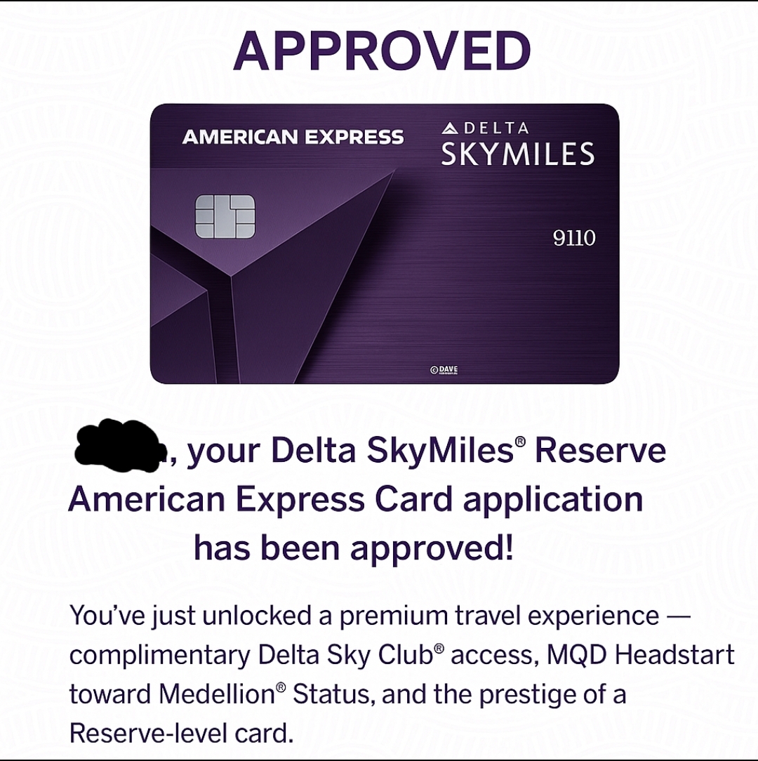 Approved Amex!!! Delta Skymiles Reserve!!! - myFICO® Forums - 6822413