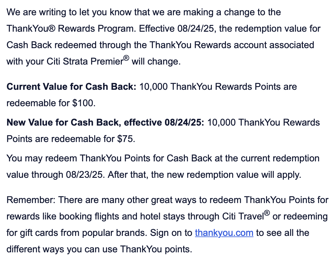 Citi TY cash back devaluation? - myFICO® Forums - 6824744