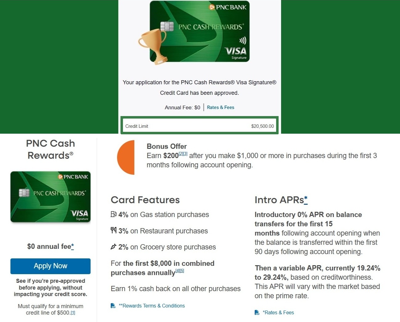 PNC Cash Rewards Visa Signature - Approval - myFICO® Forums - 6842557